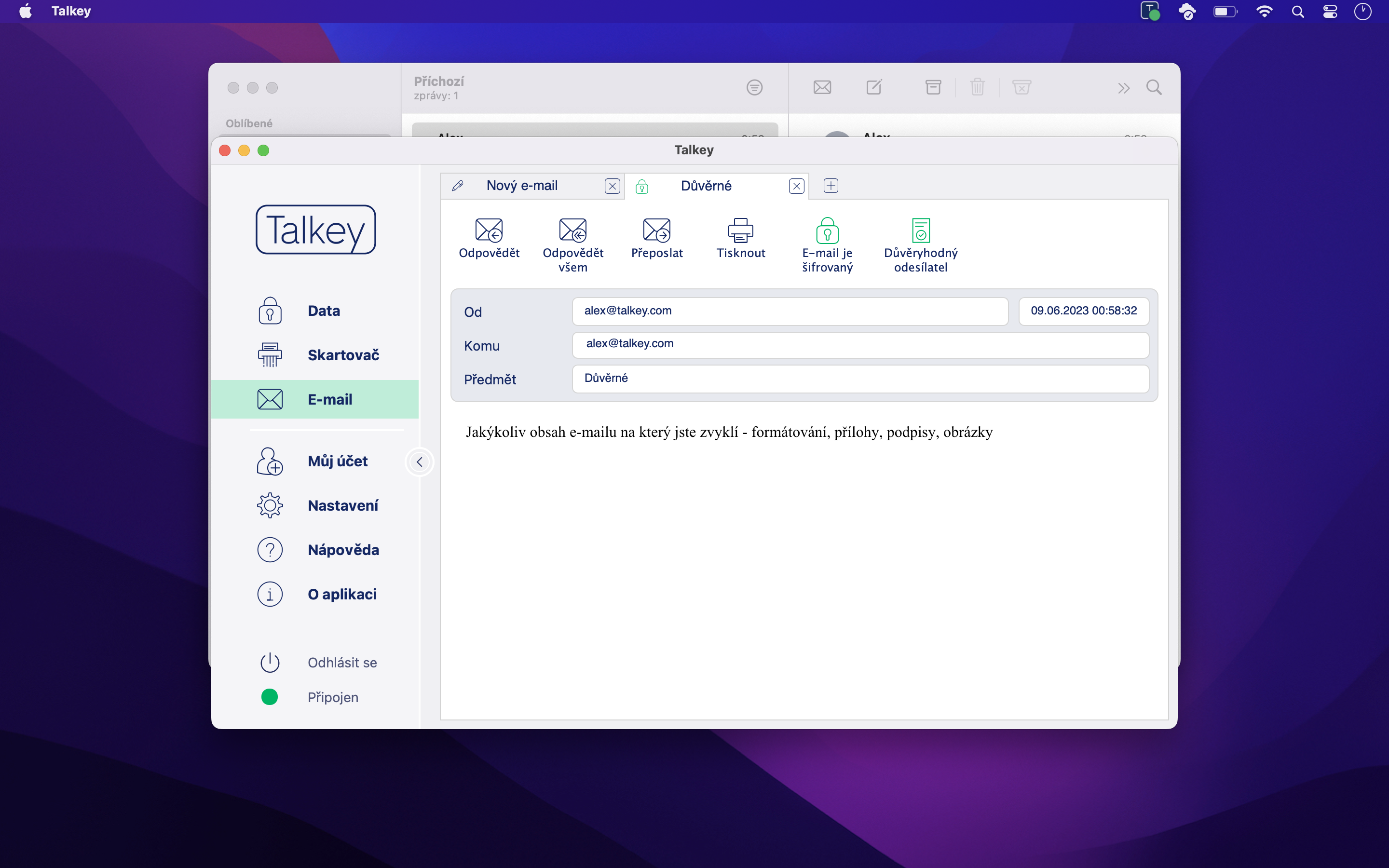 Nativní klient Apple Mail | Talkey